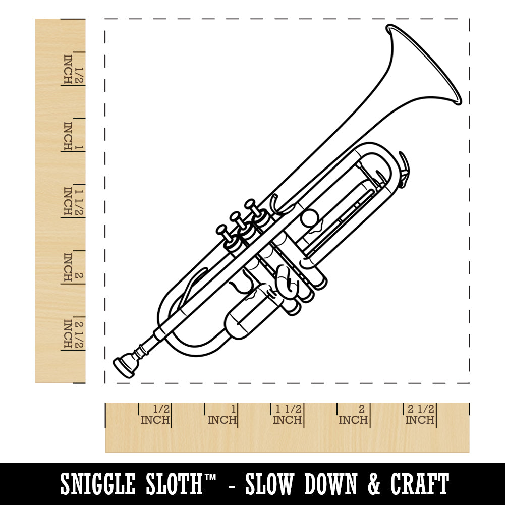 Trumpet Brass Musical Instrument Square Rubber Stamp for Stamping ...