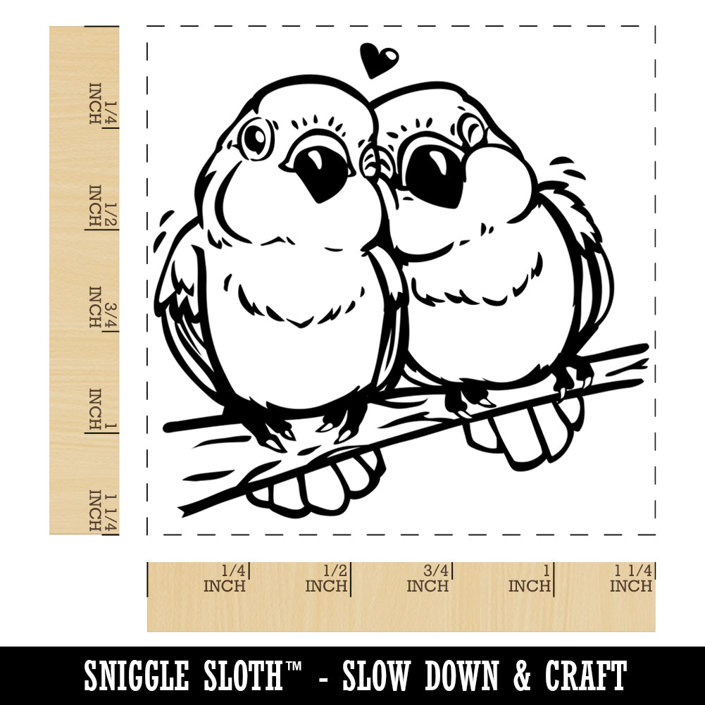 Pair of Lovebirds Parrots Anniversary Valentine's Day Square Rubber ...