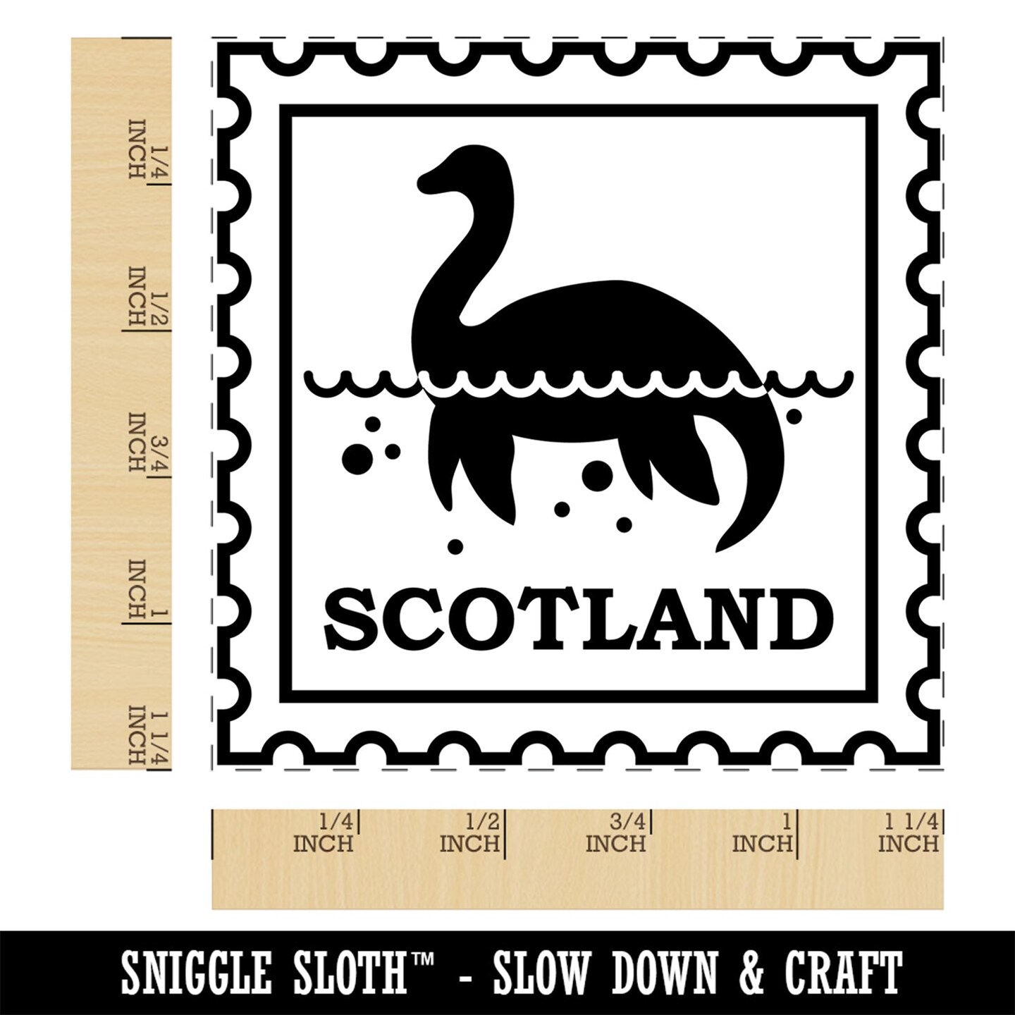 Scotland Travel Loch Ness Monster Nessie Square Rubber Stamp for ...
