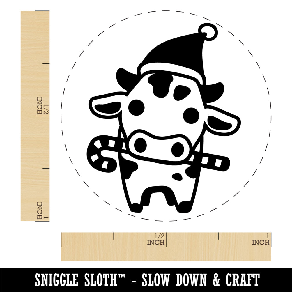 Christmas Cow Holding Candy Cane Rubber Stamp for Stamping Crafting ...