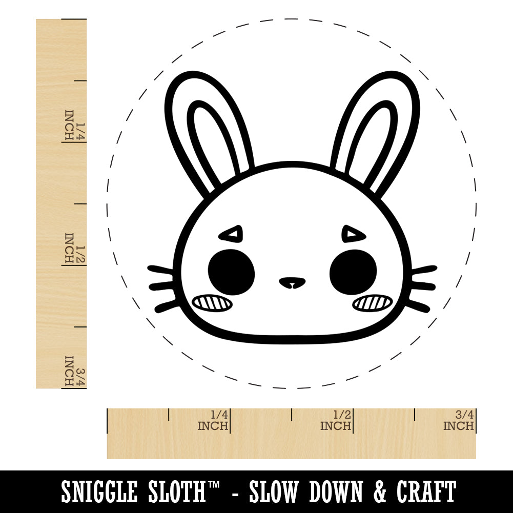 Charming Kawaii Chibi Rabbit Bunny Face Blushing Cheeks Rubber Stamp ...
