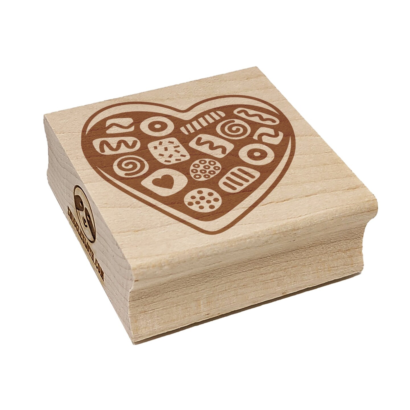 Valentine's Day Heart Box Of Chocolates Square Rubber Stamp for ...