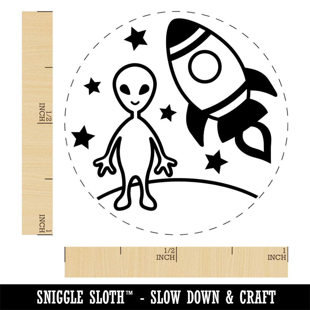 Alien and Rocket Space Rubber Stamp for Stamping Crafting Planners ...