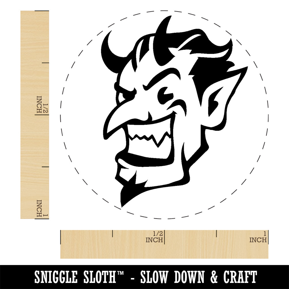 Impish Smiling Devil Demon with Horns Rubber Stamp for Stamping ...