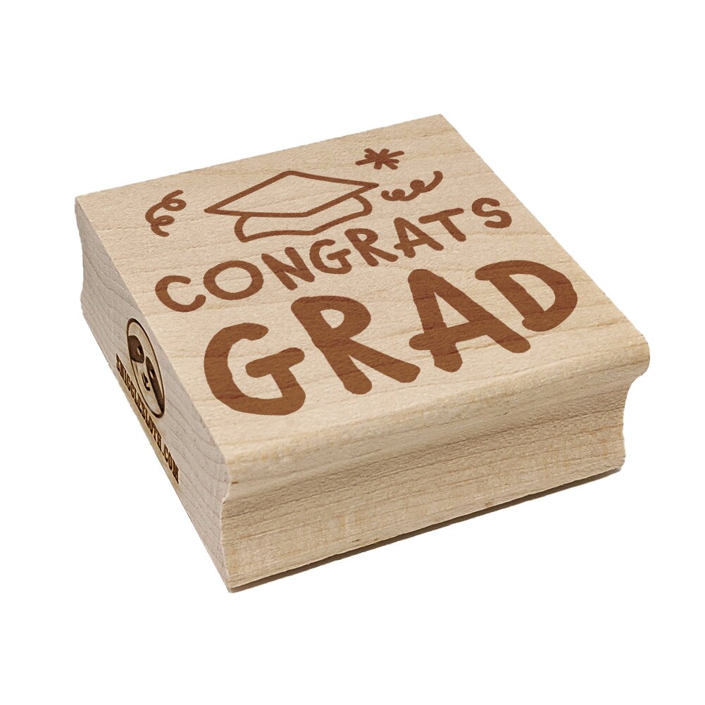 Congrats Grad Graduate Congratulations Square Rubber Stamp for Stamping ...