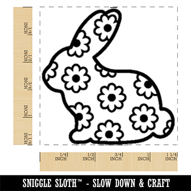Bunny Side Profile Pattern Flowers Easter Square Rubber Stamp for ...