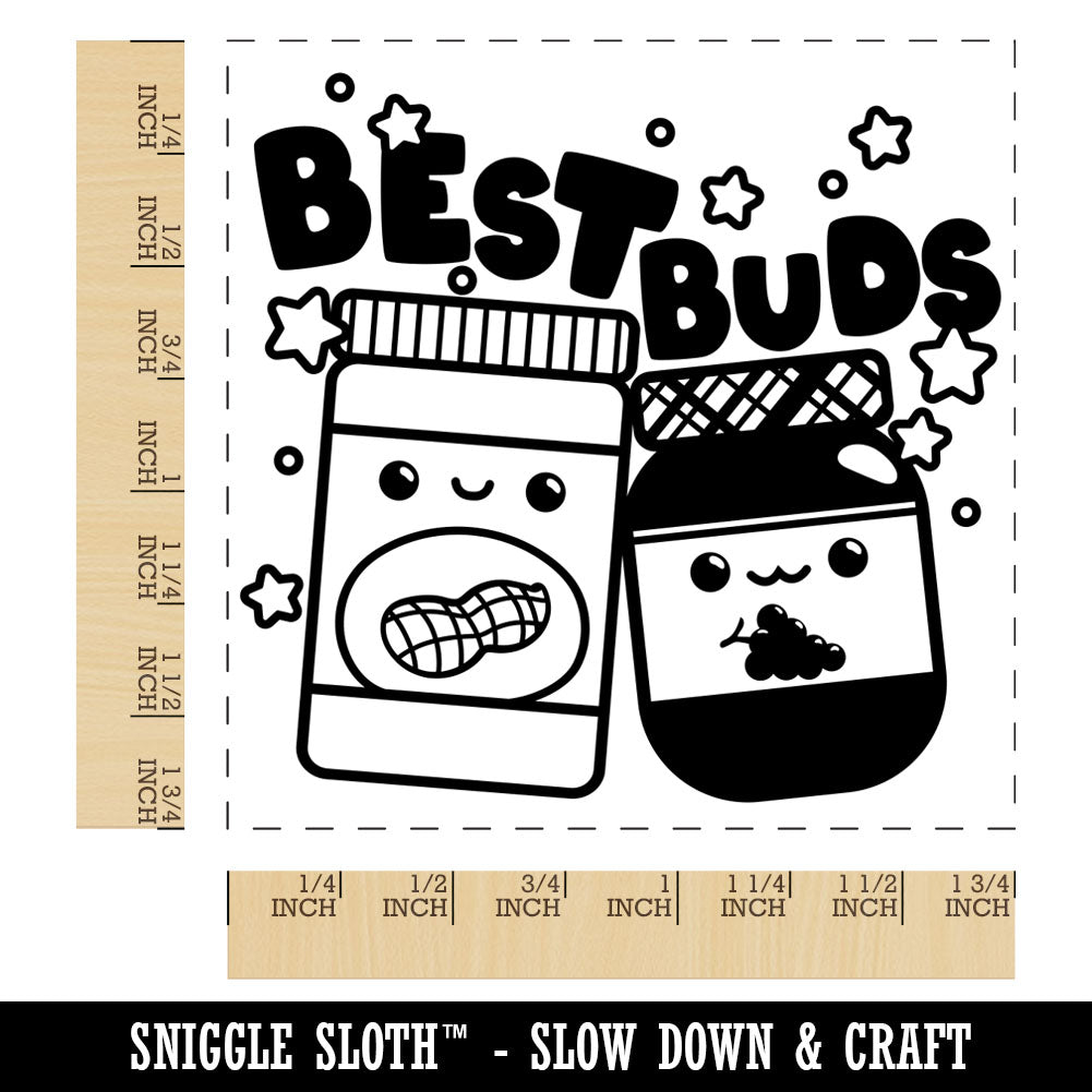 Peanut Butter and Jelly Best Buds Friends Square Rubber Stamp for ...