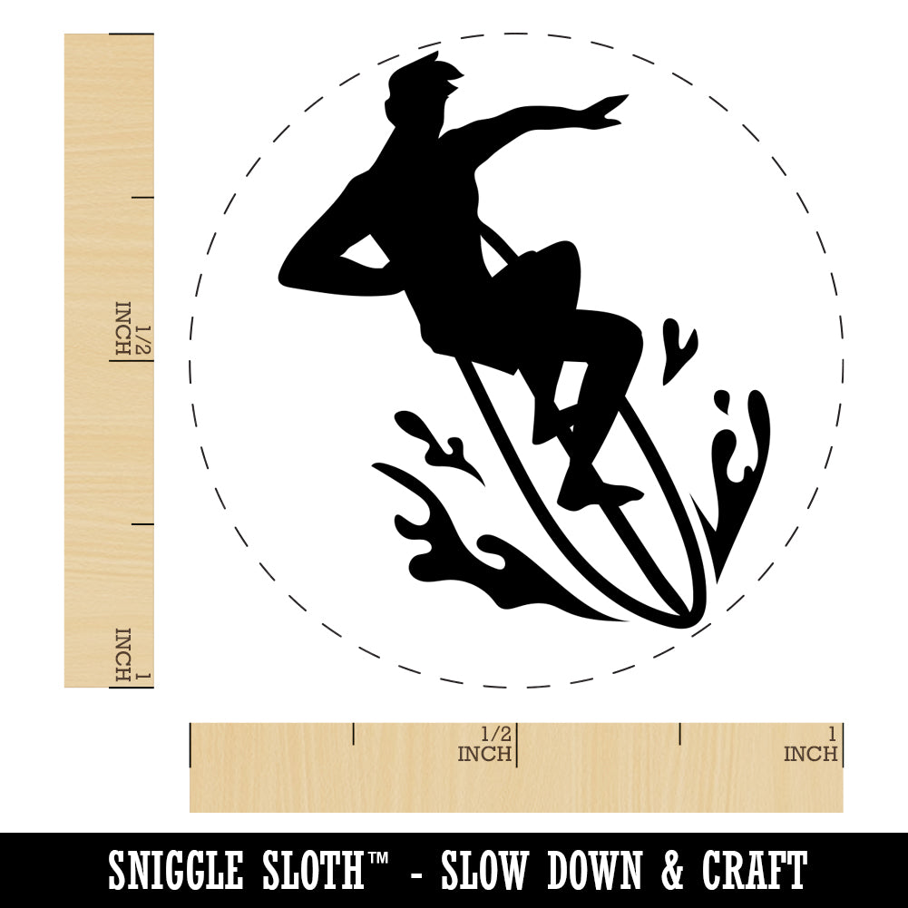 Surfer Surfing Man Silhouette Rubber Stamp for Stamping Crafting ...