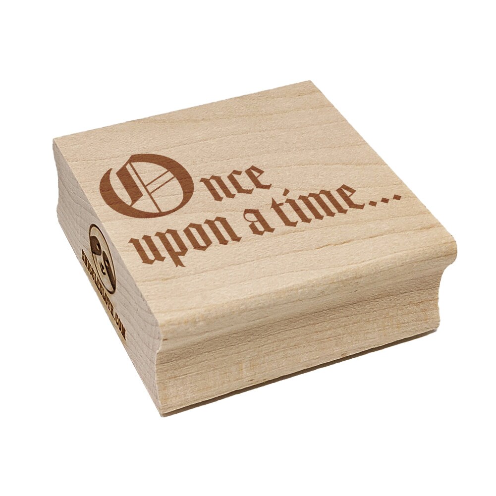 Once Upon a Time Fairy Tale Wedding Old Timey Text Square Rubber Stamp ...