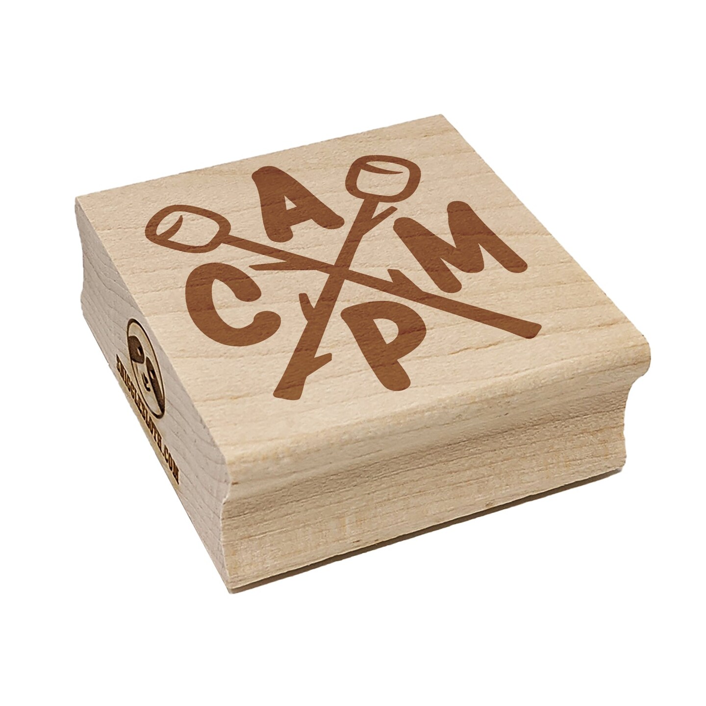 Camp Crossed Marshmallows Camping Hiking Square Rubber Stamp for ...