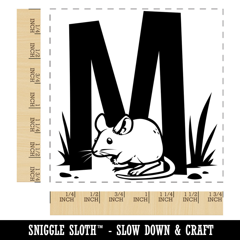 Animal Alphabet Letter M for Mouse Square Rubber Stamp for Stamping ...