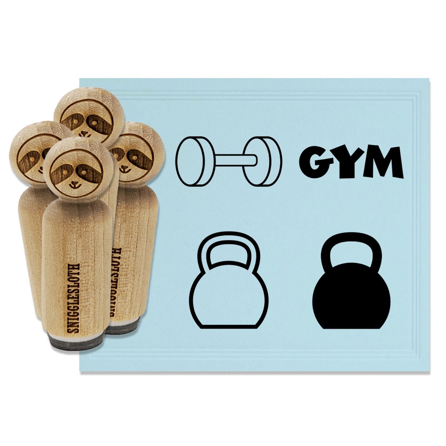 Gym Workout Dumbbell Weights Kettlebell Rubber Stamp Set for Stamping ...