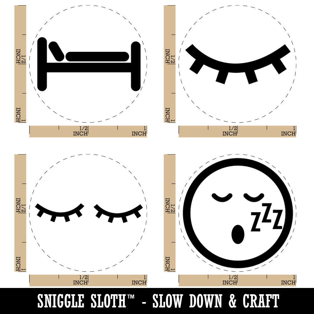 Sleepy Closed Eyes Sleeping Eyelashes Bed Rubber Stamp Set for Stamping ...