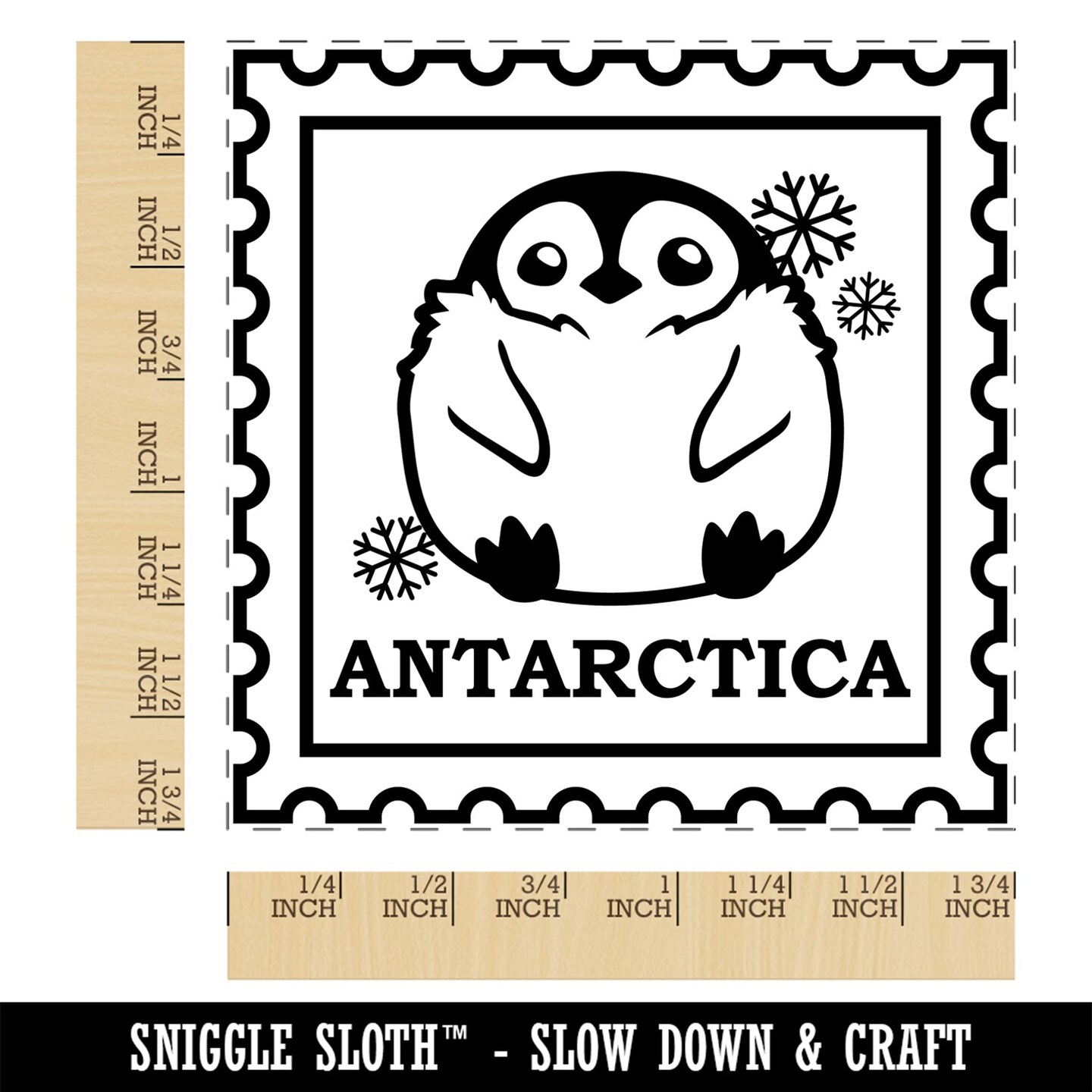 Antarctica Travel Baby Emperor Penguin Square Rubber Stamp for Stamping ...