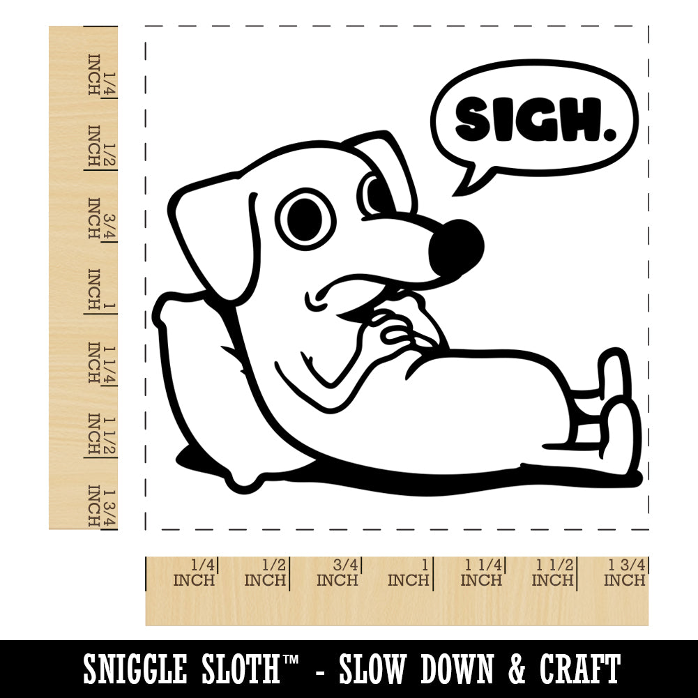 Sad Dachshund Weiner Dog Sigh Square Rubber Stamp for Stamping Crafting ...
