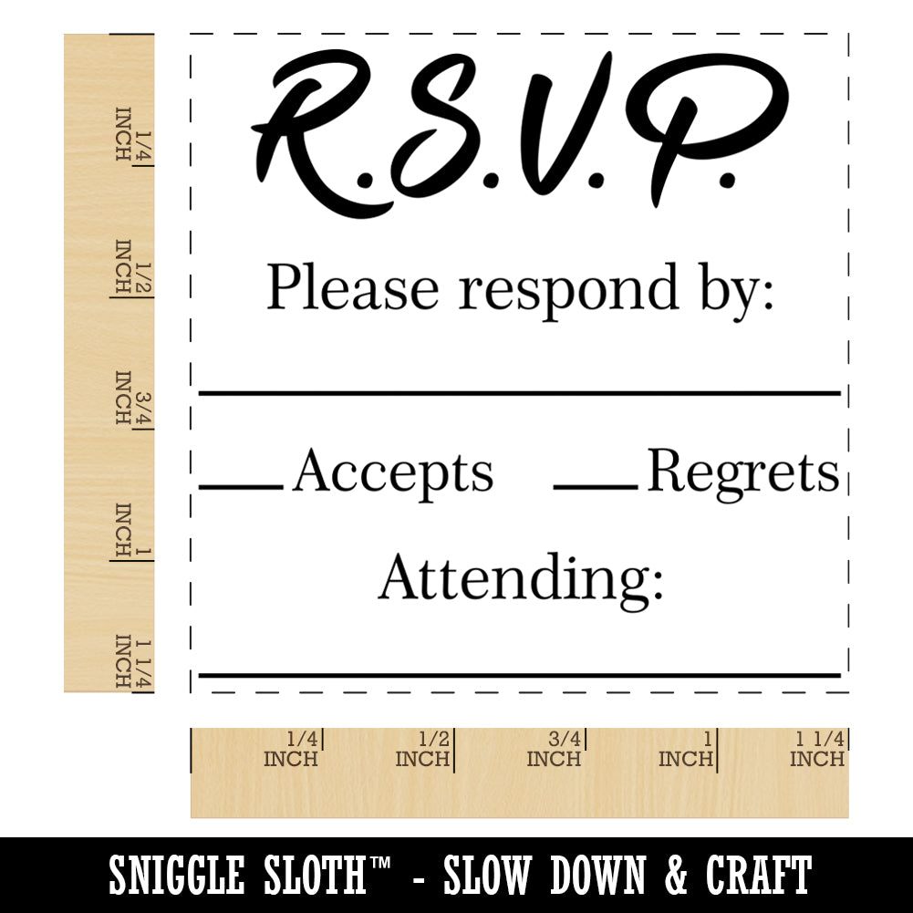 RSVP Please Respond By Blank Fill-In Wedding Invitation Square Rubber Stamp for Stamping ...