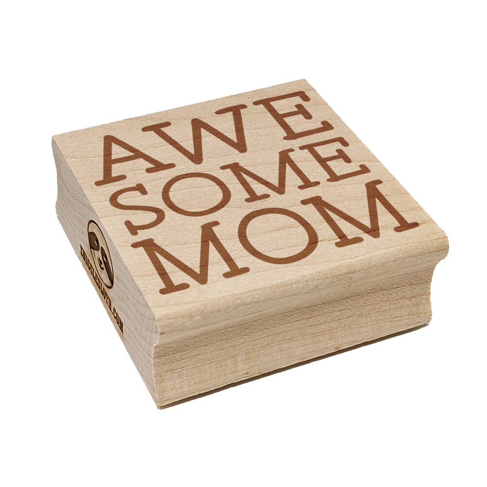 Awesome Mom Fun Text Mother Square Rubber Stamp for Stamping Crafting ...