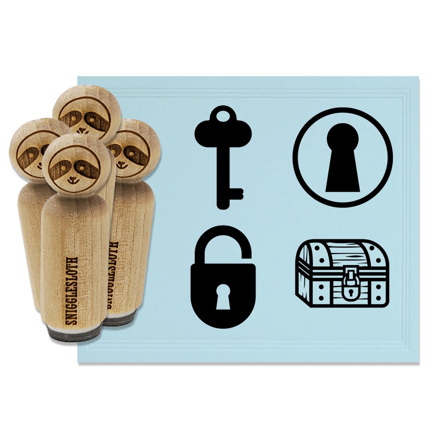 Locks Key Keyhole Treasure Chest Padlock Rubber Stamp Set for Stamping ...