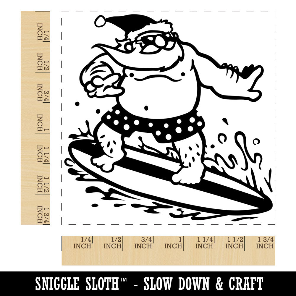 Surfing Santa Claus Christmas Square Rubber Stamp for Stamping Crafting ...