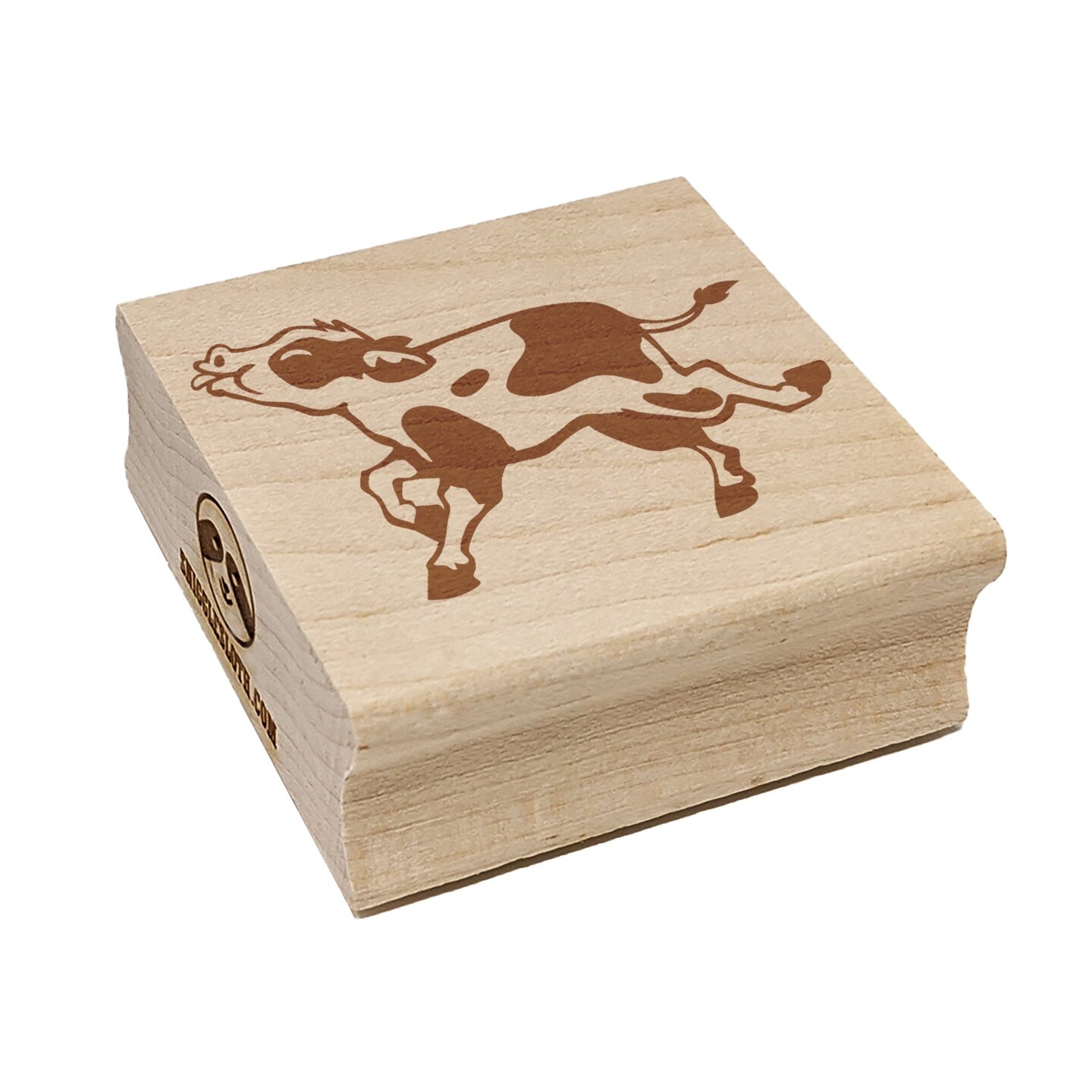 Happy Prancing Spotted Cow Calf Square Rubber Stamp for Stamping ...