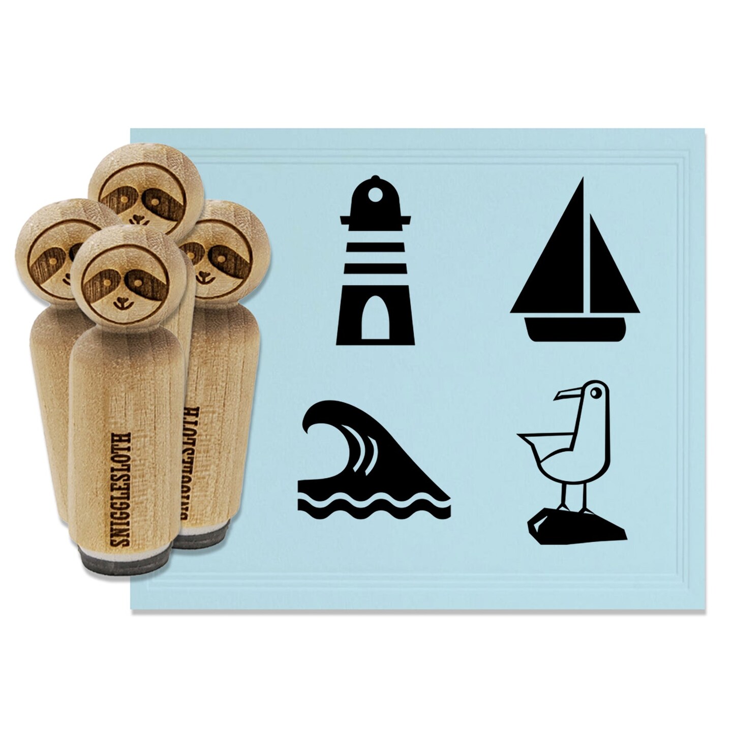 Seashore Ocean Surf Wave Lighthouse Seagull Sail Boat Rubber Stamp Set ...