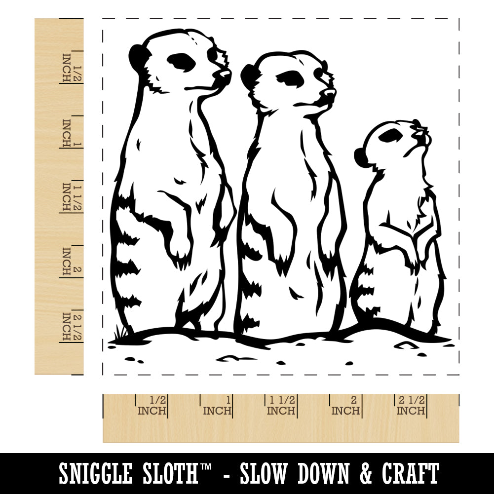Curious Meerkat Family Square Rubber Stamp for Stamping Crafting | Michaels