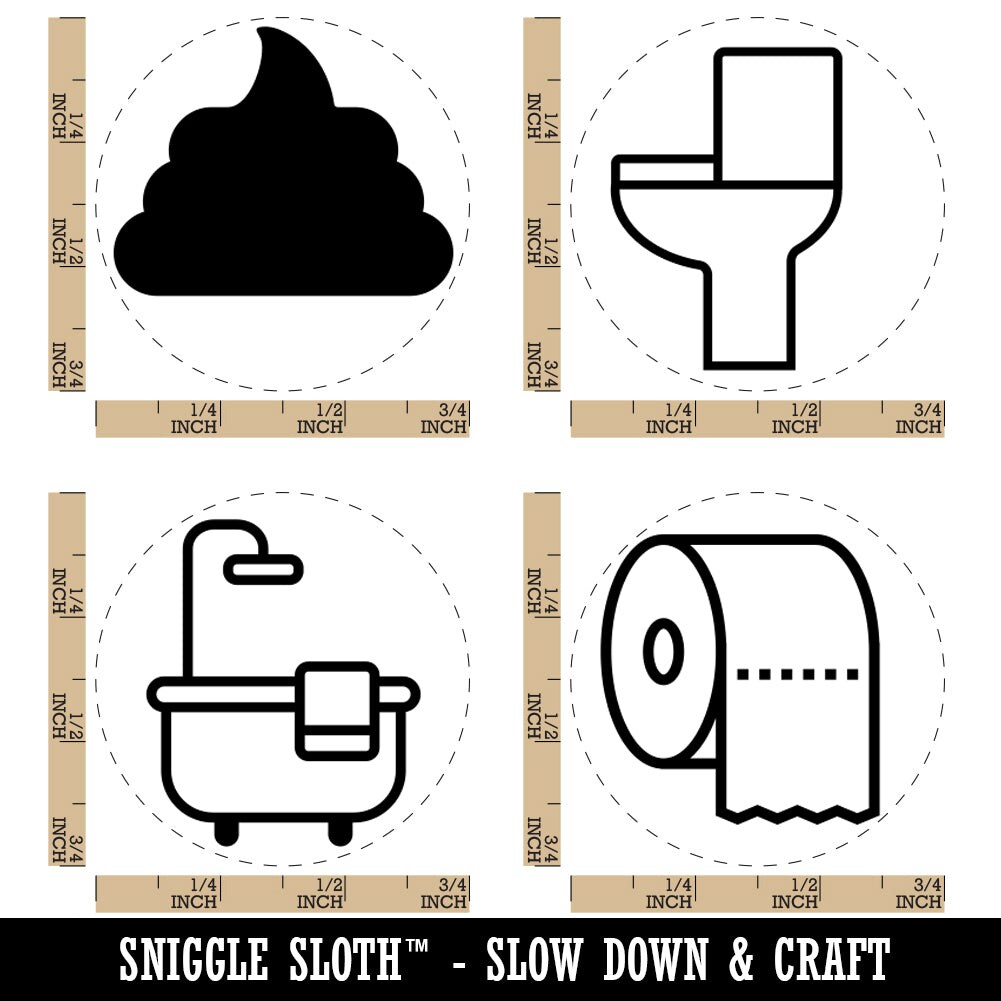 Bathroom Bathtub Towel Toilet Poop Paper Roll Rubber Stamp Set for ...