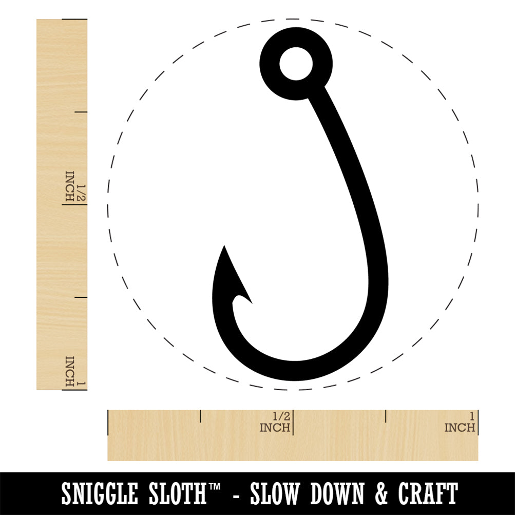 Single Barbed Fishing Hook Angler Fisherman Rubber Stamp for Stamping ...