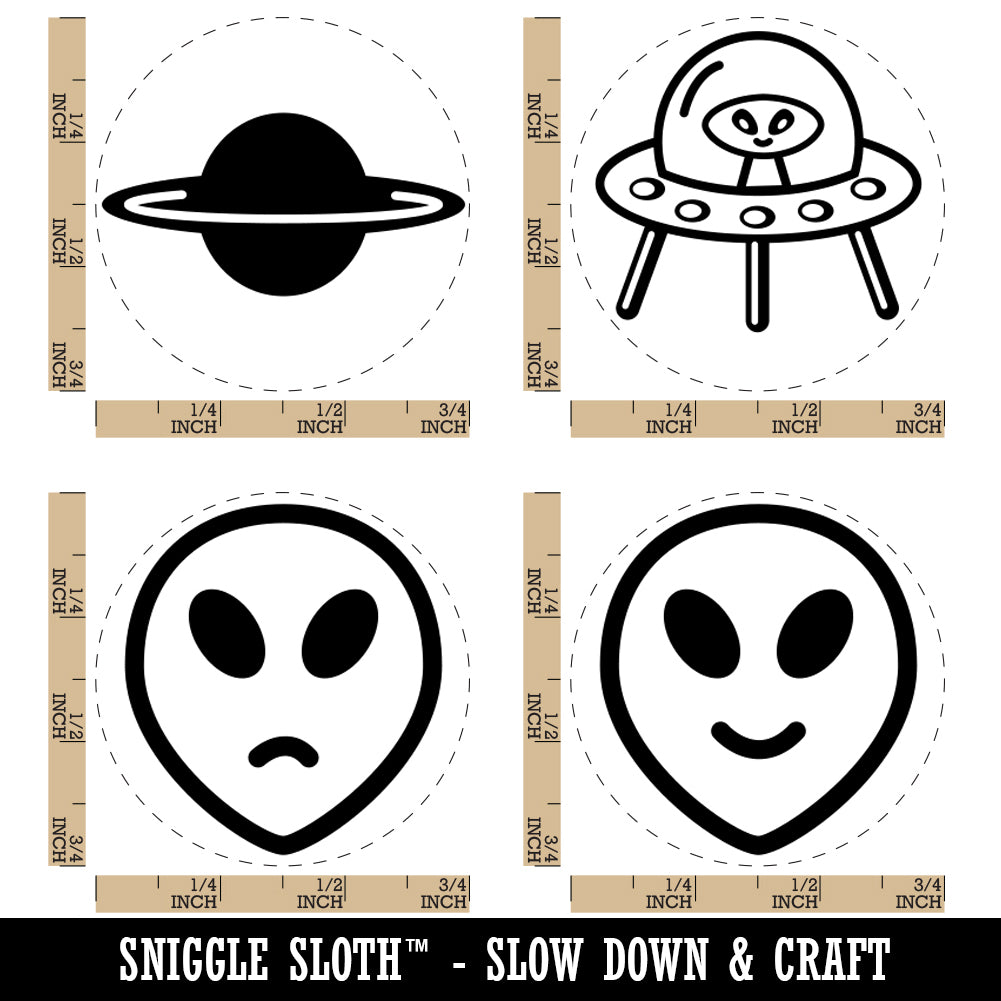 Alien Space Ship UFO Planet Rubber Stamp Set for Stamping Crafting ...