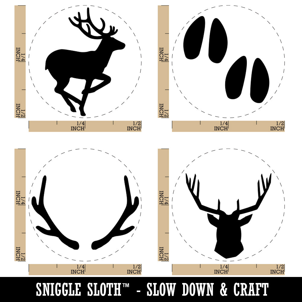 Deer Buck Stag Hunting Hunter Antlers Tracks Rubber Stamp Set for ...