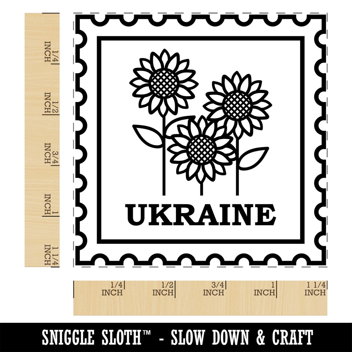 Ukraine Travel National Flower Sunflowers Square Rubber Stamp for ...