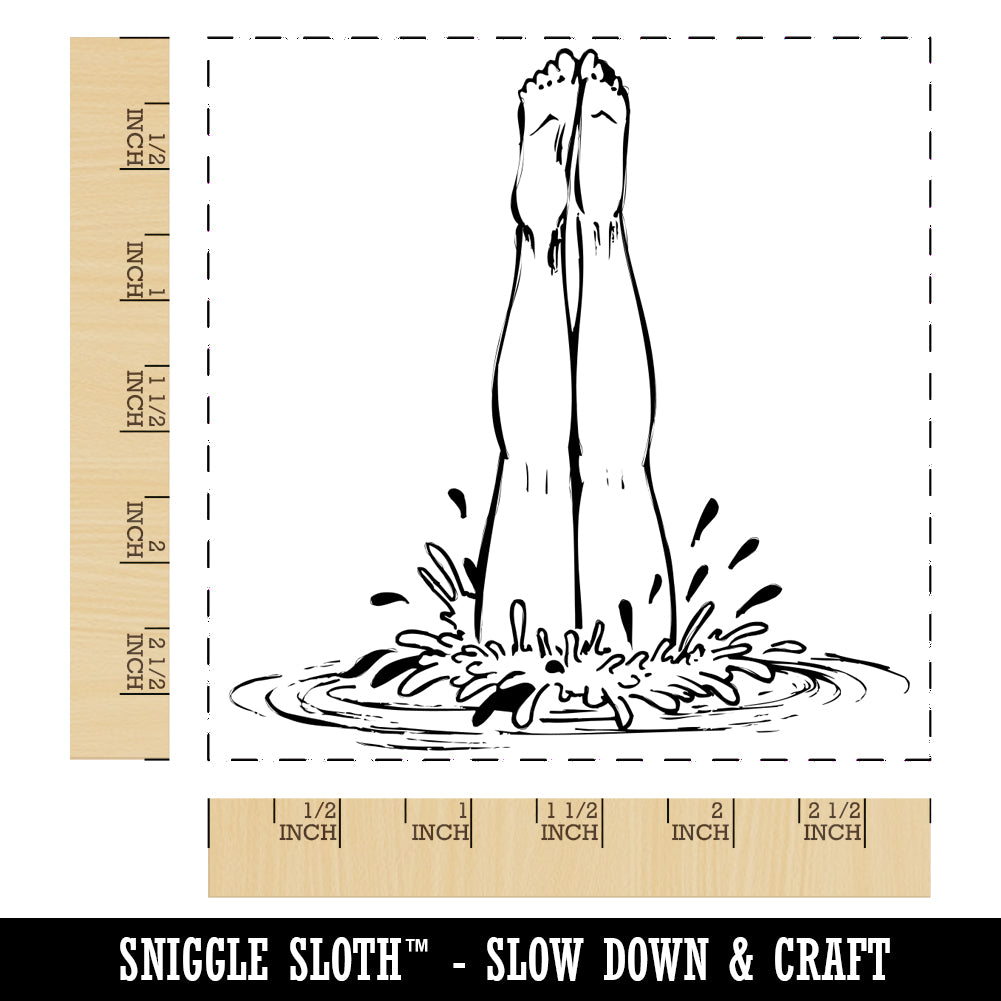 Swimming Diving Legs in Water Square Rubber Stamp for Stamping Crafting ...