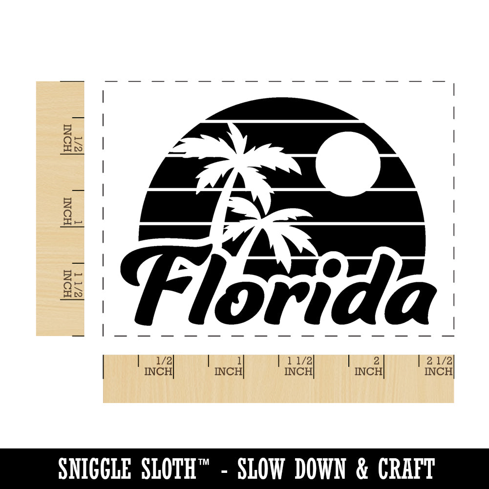Florida Destination Tropical Sunset with Palm Trees Rectangle Rubber ...