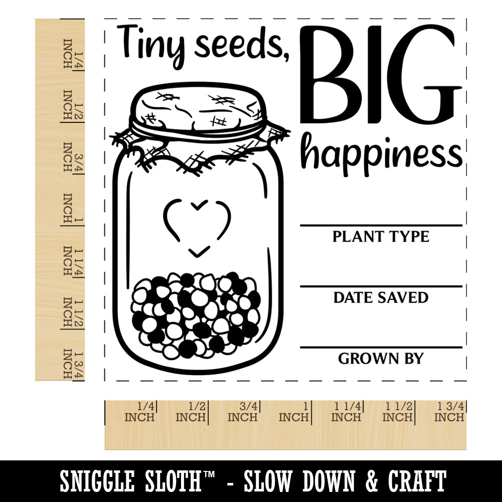 Tiny Seeds Big Happiness Fill In Plant Seed Packet Square Rubber Stamp ...