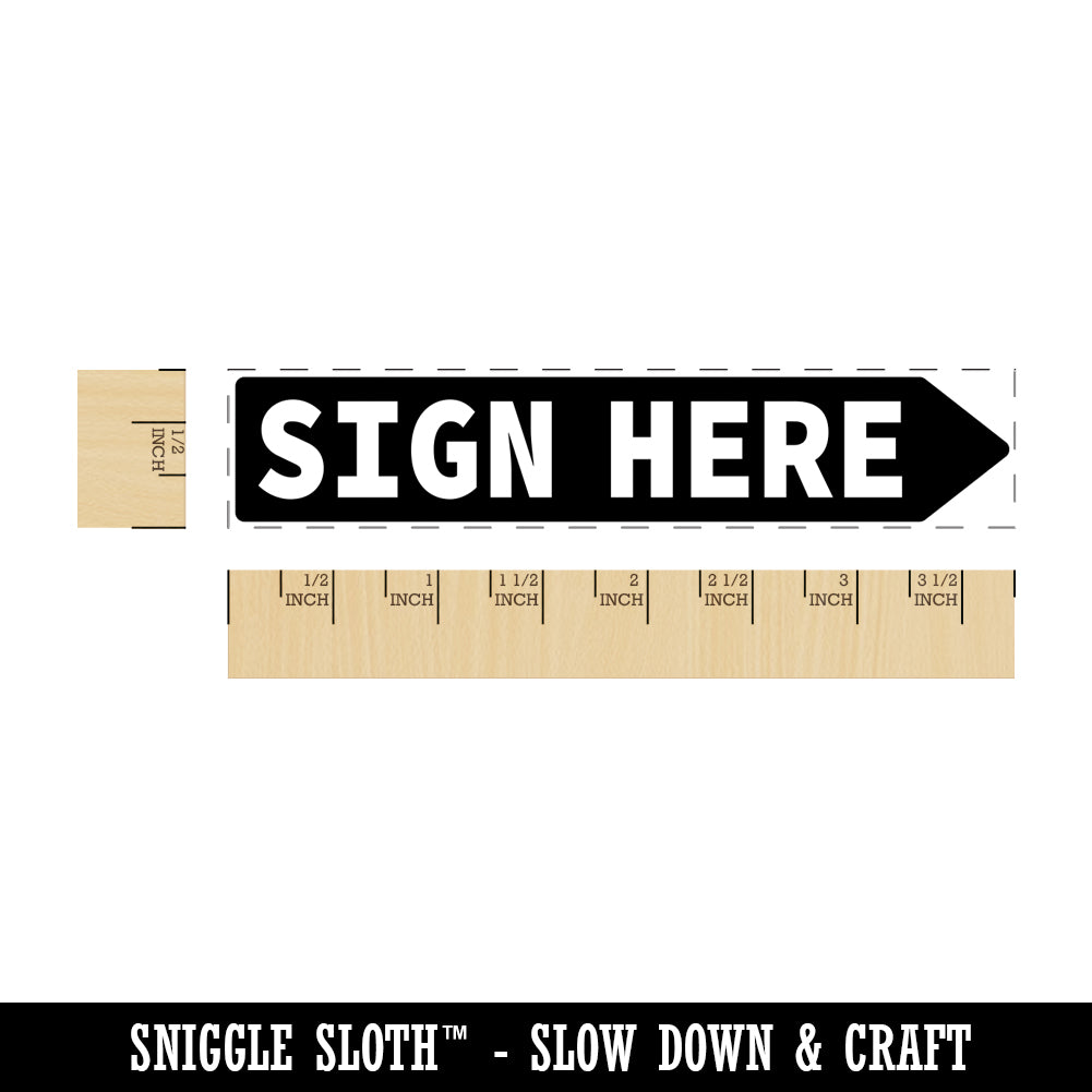 Sign Here in Arrow Pointer Rectangle Rubber Stamp for Stamping Crafting ...