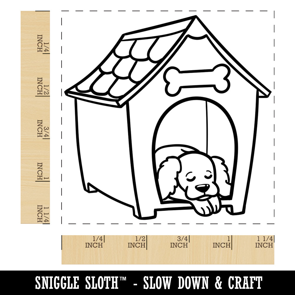 Dog Resting in Dog House Square Rubber Stamp for Stamping Crafting ...