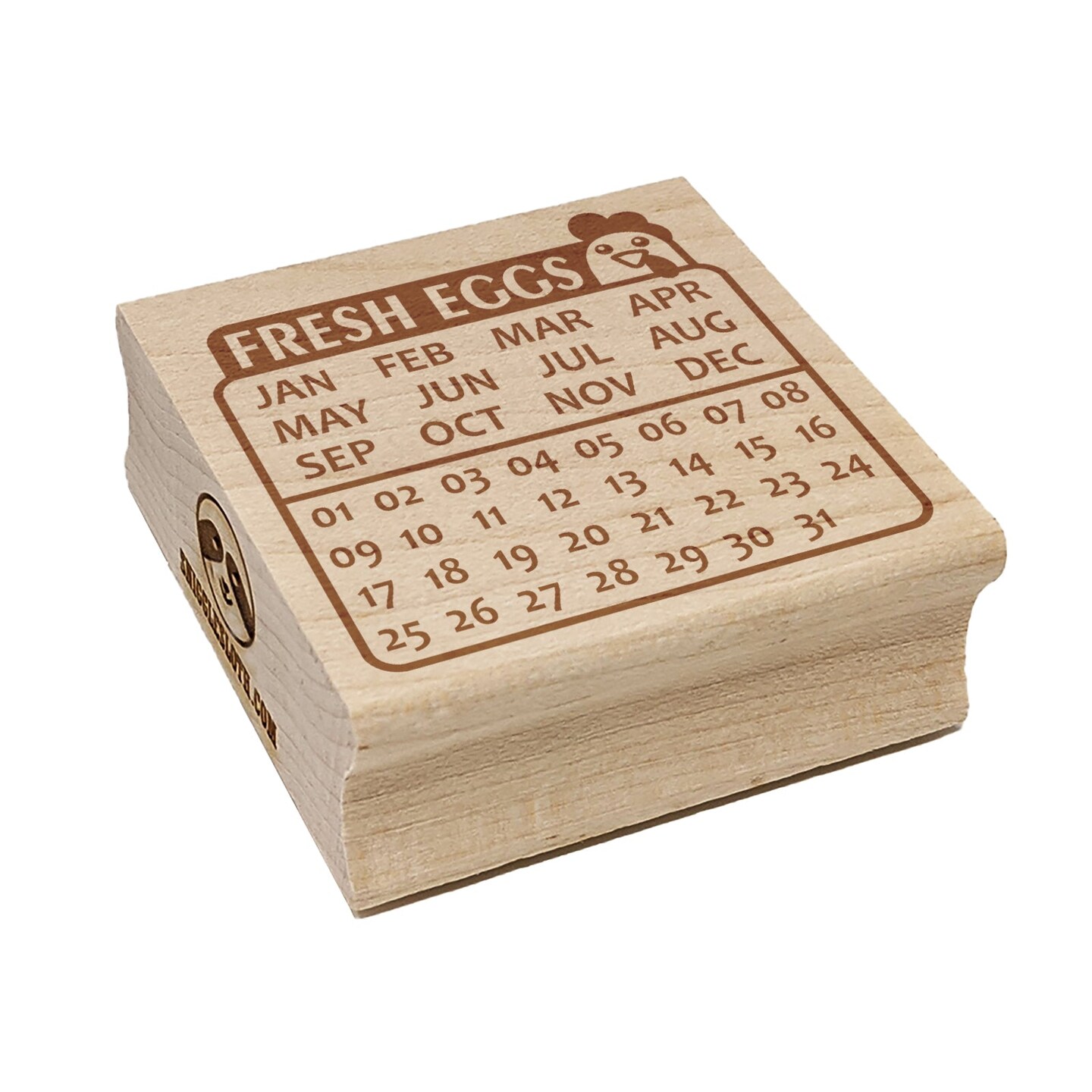 Fresh Eggs Cute Chicken Egg Calendar for Carton Square Rubber Stamp for ...