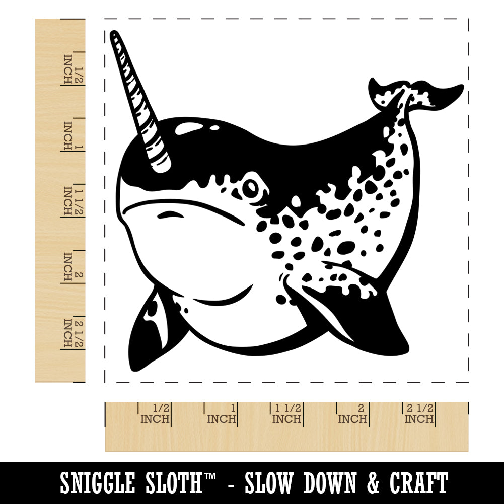 Spotted Narwhal Unicorn of the Sea Square Rubber Stamp for Stamping ...