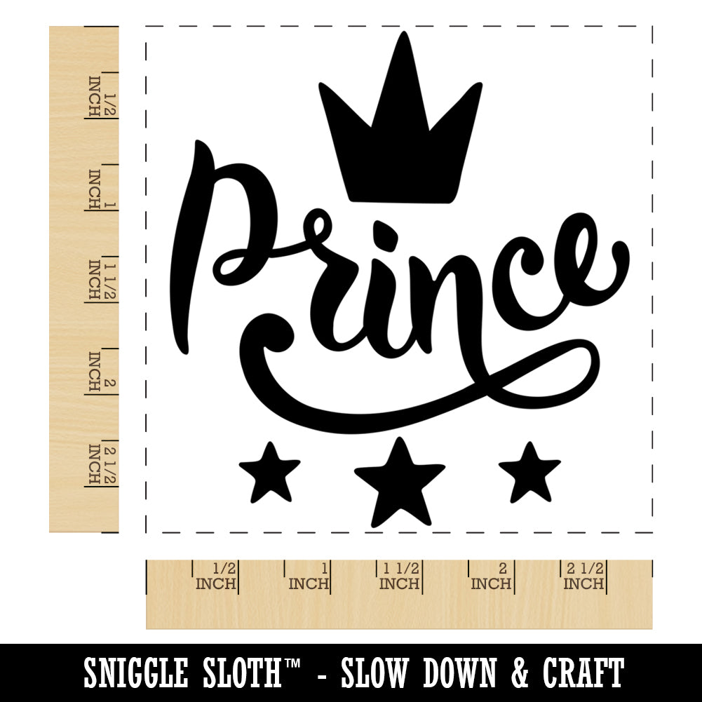 Prince Cursive with Crown and Stars Square Rubber Stamp for Stamping ...