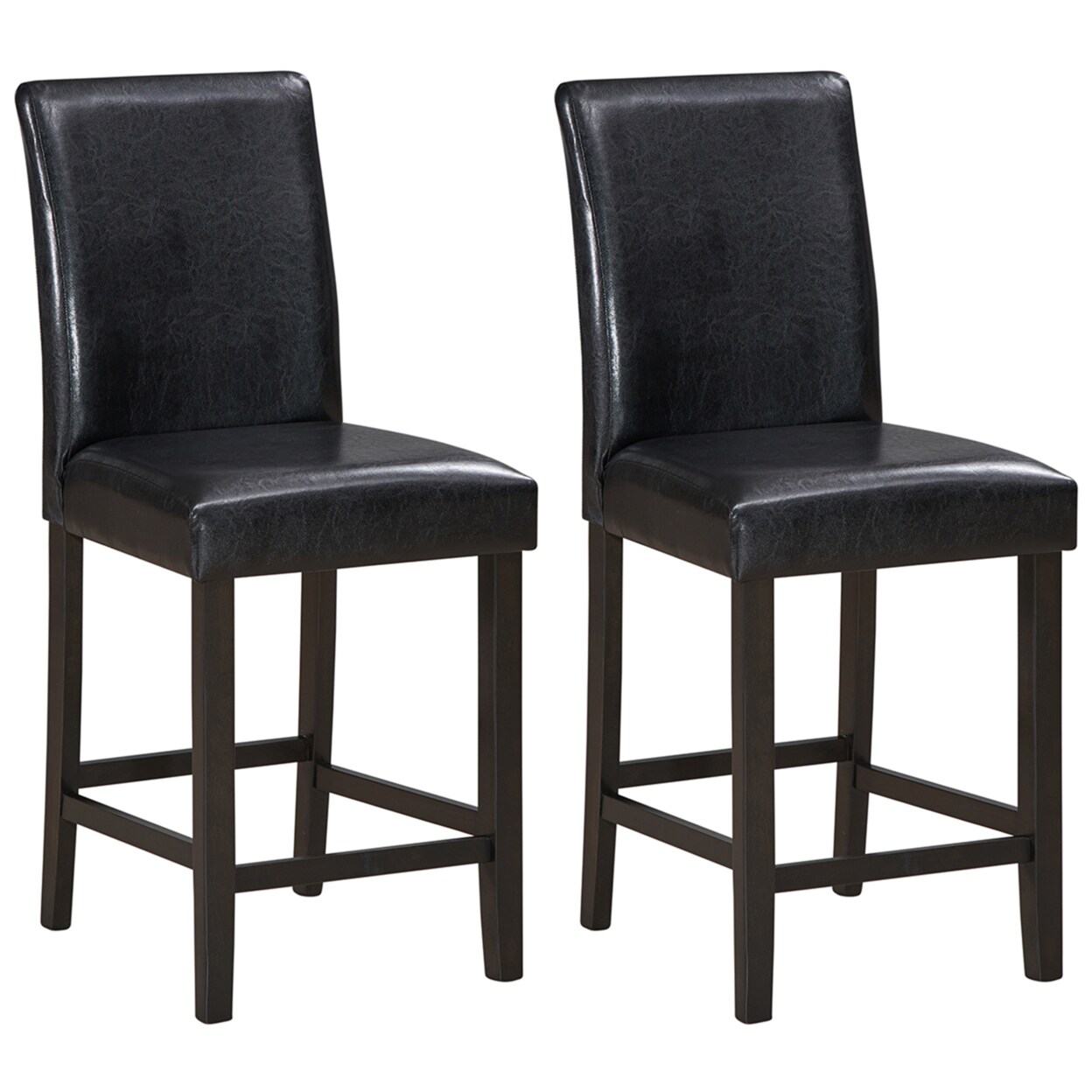 Set Of 2 Bar Stools 25Inch Counter Height Barstool Pub Chair W/Rubber Wood Legs, Color: Black ...