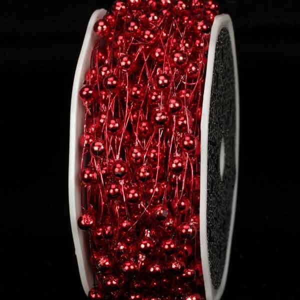 The Ribbon People Red Pearls Wired Craft Ribbon Garland 0.25" x 54 ...