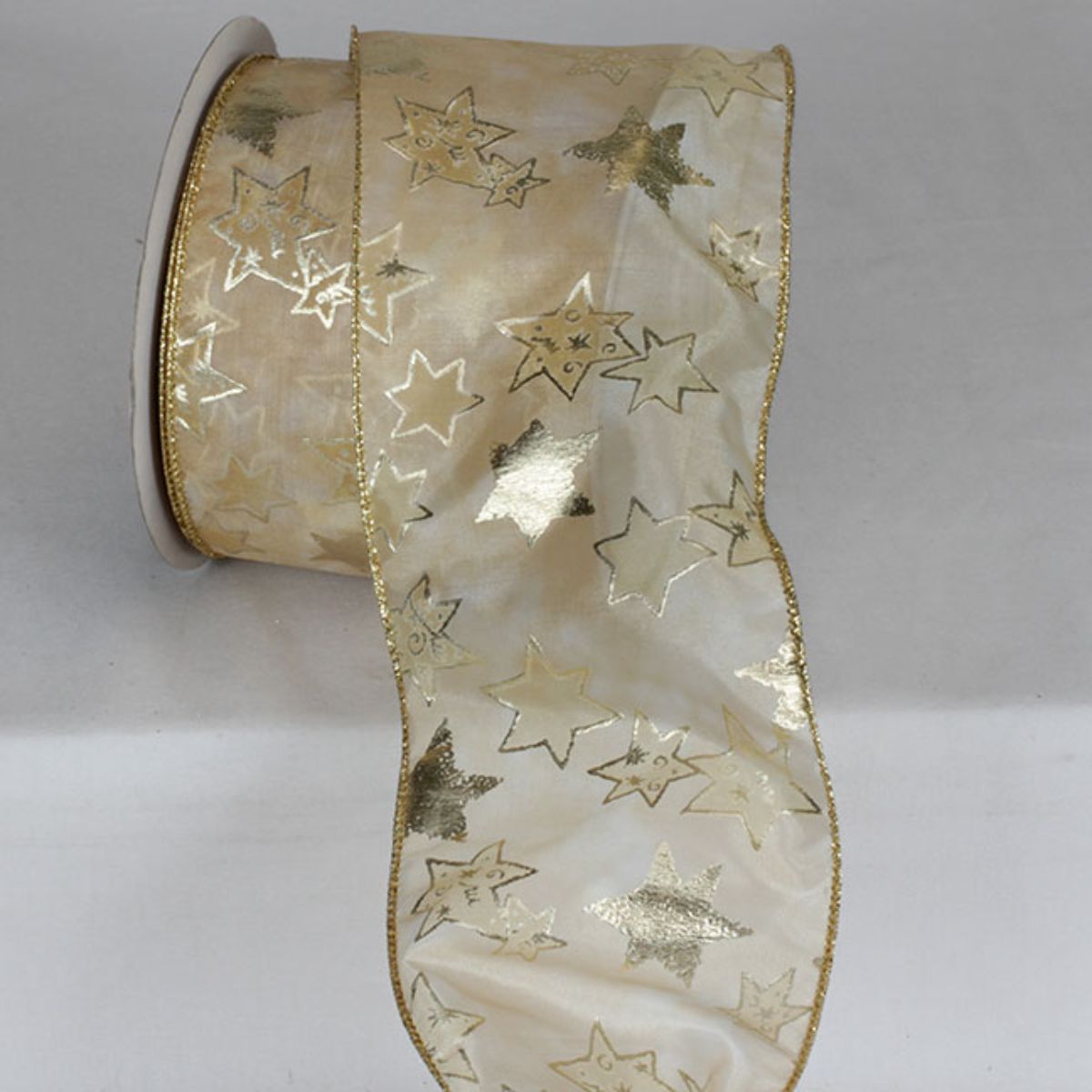 The Ribbon People Gold Hip Stars Semi Sheer Metallic Wired Craft Ribbon ...