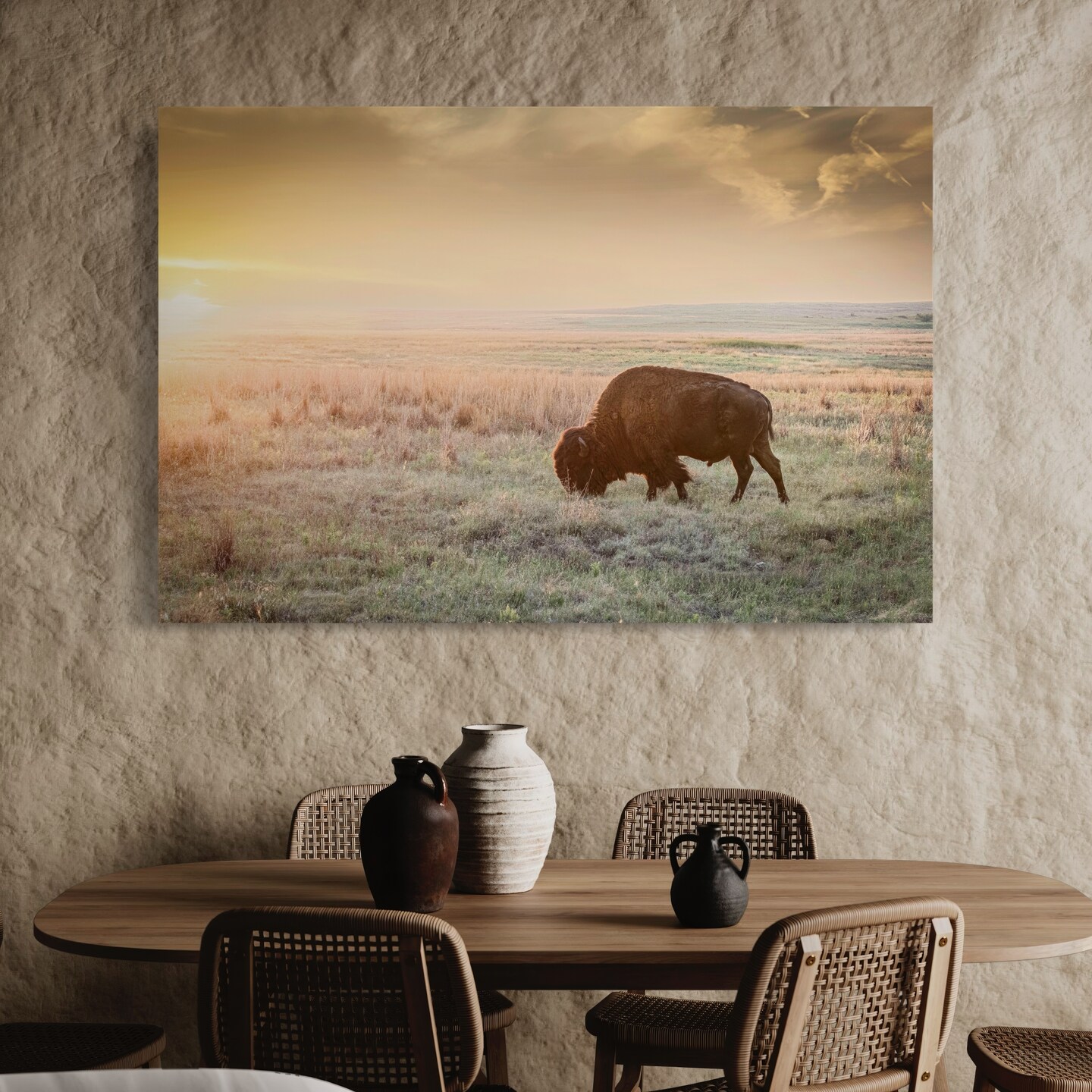 Buffalo Wall Art Bison Canvas Print Western Home Decor Large Rustic Wall Art Oklahoma Photography MakerPlace by Michaels
