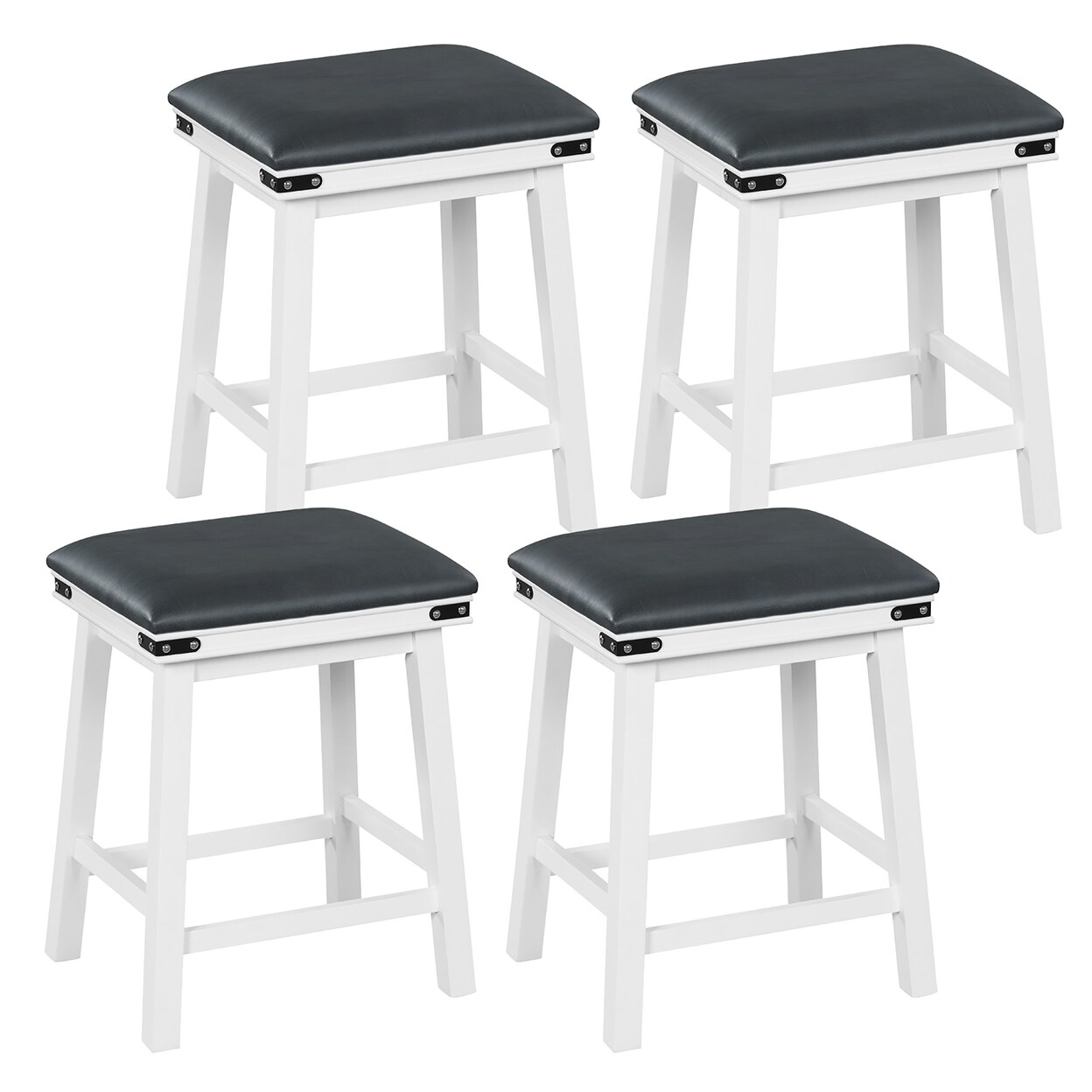 Gymax PU Leather Bar Stools Set of 4 24 Counter Height Dining Stools w ...