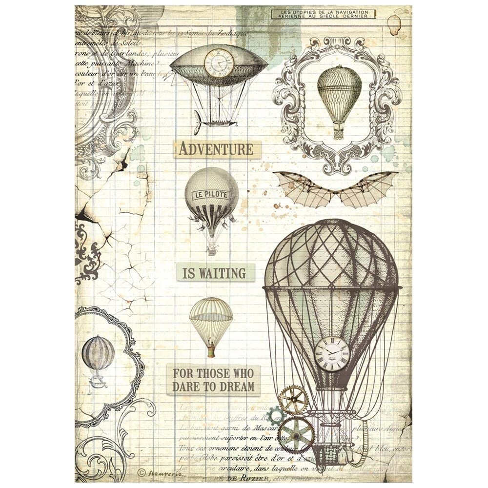 Stamperia Rice Paper Sheet A4-Voyages Fantastiques Balloon | Michaels