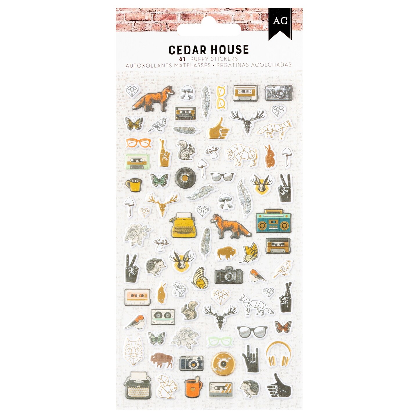 American Crafts Cedar House Puffy Stickers 81/Pkg-Icons, Gold Foil ...