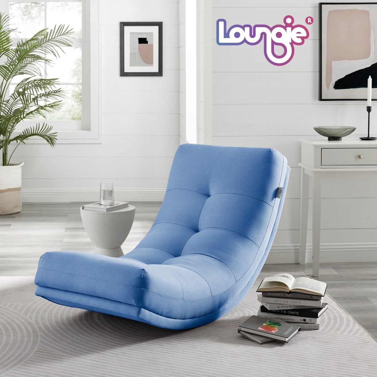 Loungie Kaniya Chair - Linen Upholstery Tufted Gentle Rocking Design ...