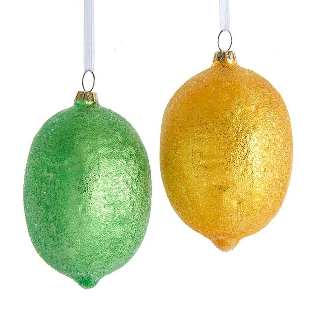 KSA Pack of 12 Green and Yellow Lime and Lemon Christmas Ornaments 3.5 ...