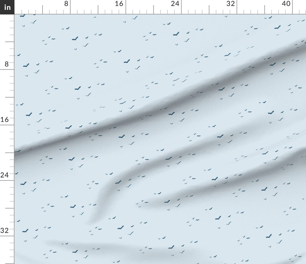 Abstract Birds Blue Flying Bird Wings Minimal Custom Printed Fabric by ...