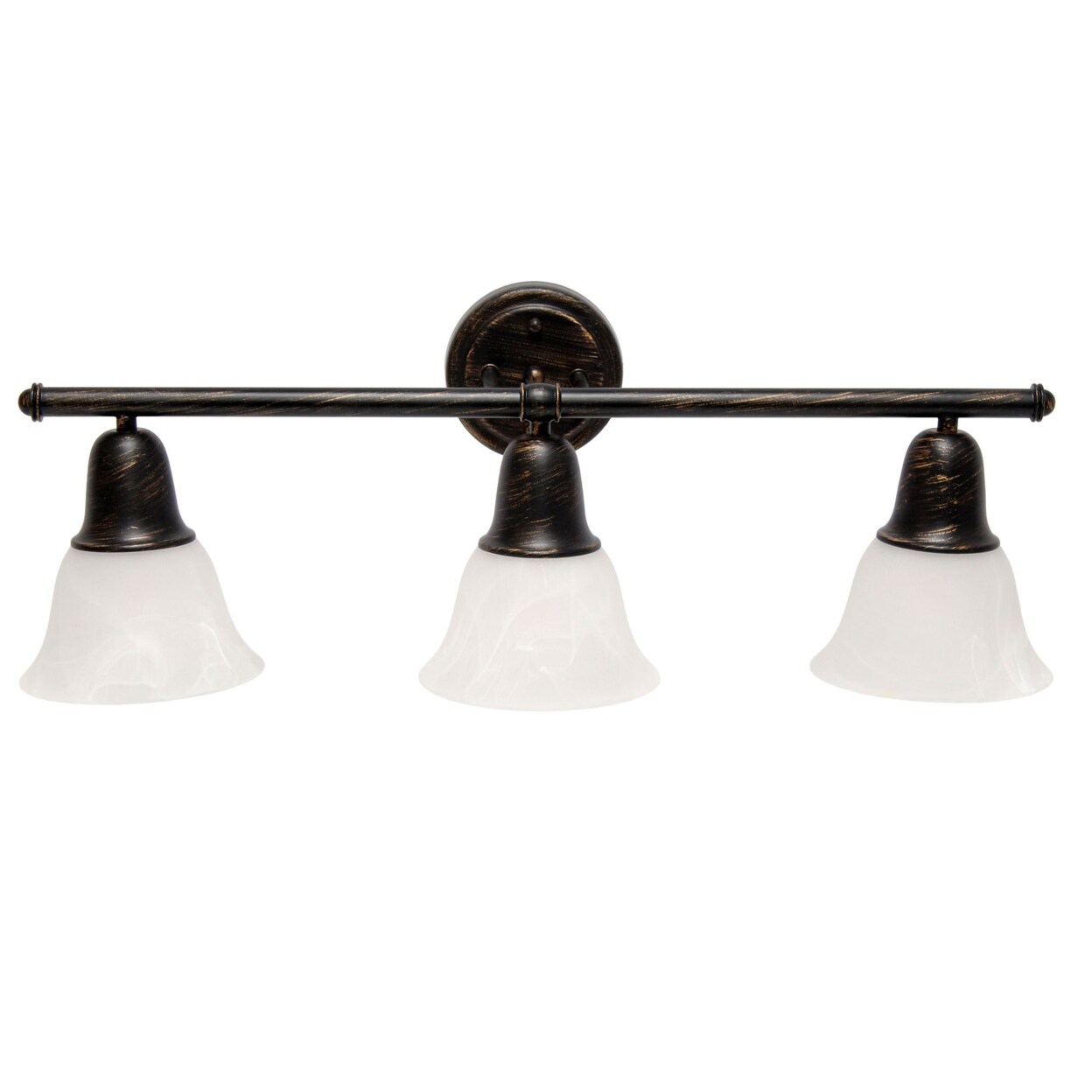Simple Designs 26.5" Classic 3 Light Straight Metal Bar And Frosted ...